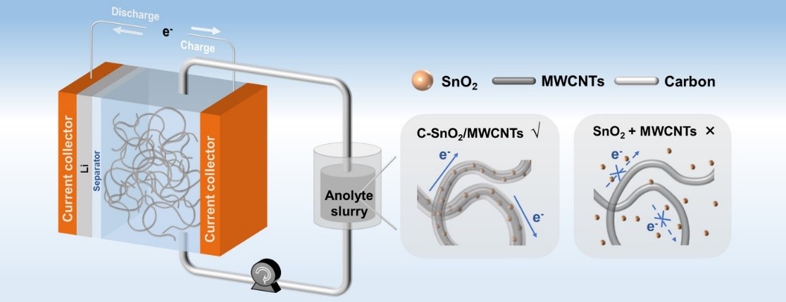 稳定导电网络结构的C-SnO 2 /MWCNTs复合材料用于锂浆料电池